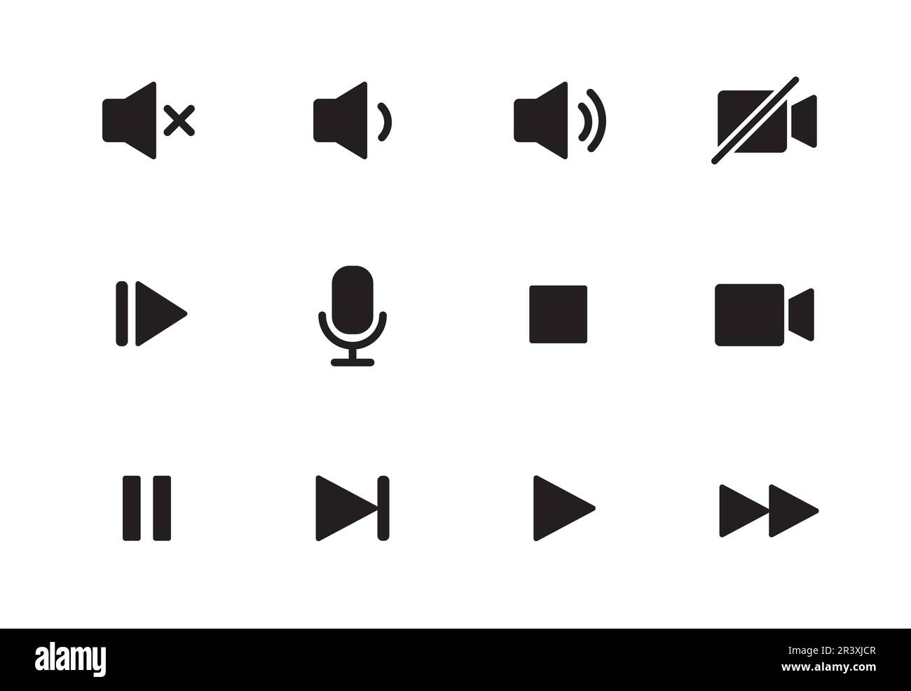 Audio, video, music player button icon. Sound control, play, pause ...