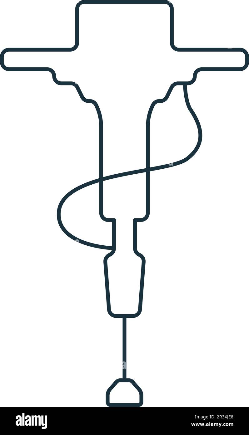 Jackhammer icon. Monochrome simple sign from construction instruments ...