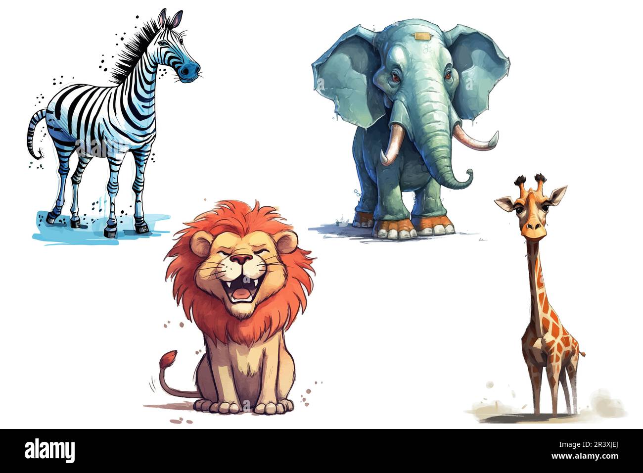 Cartoon lion elephant Cut Out Stock Images & Pictures - Alamy