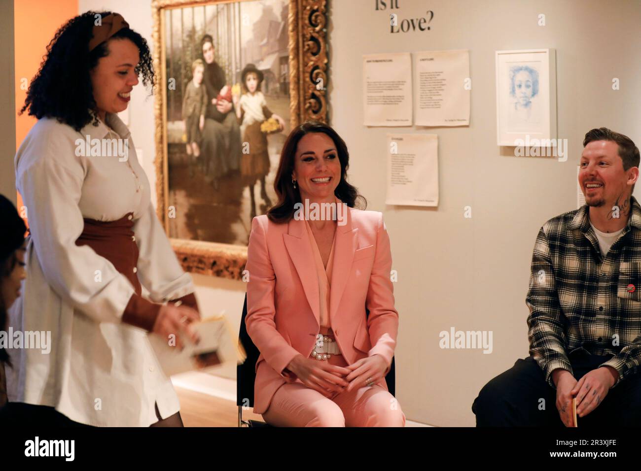 Britain's Kate, the Princess of Wales, sits, during a visit to the ...