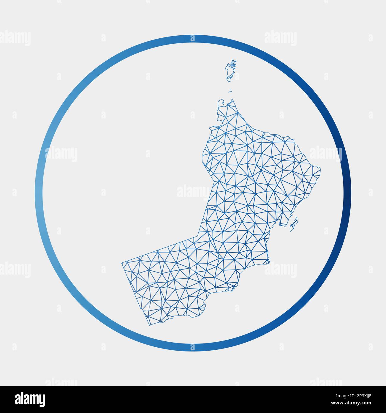 Oman icon. Network map of the country. Round Oman sign with gradient ...