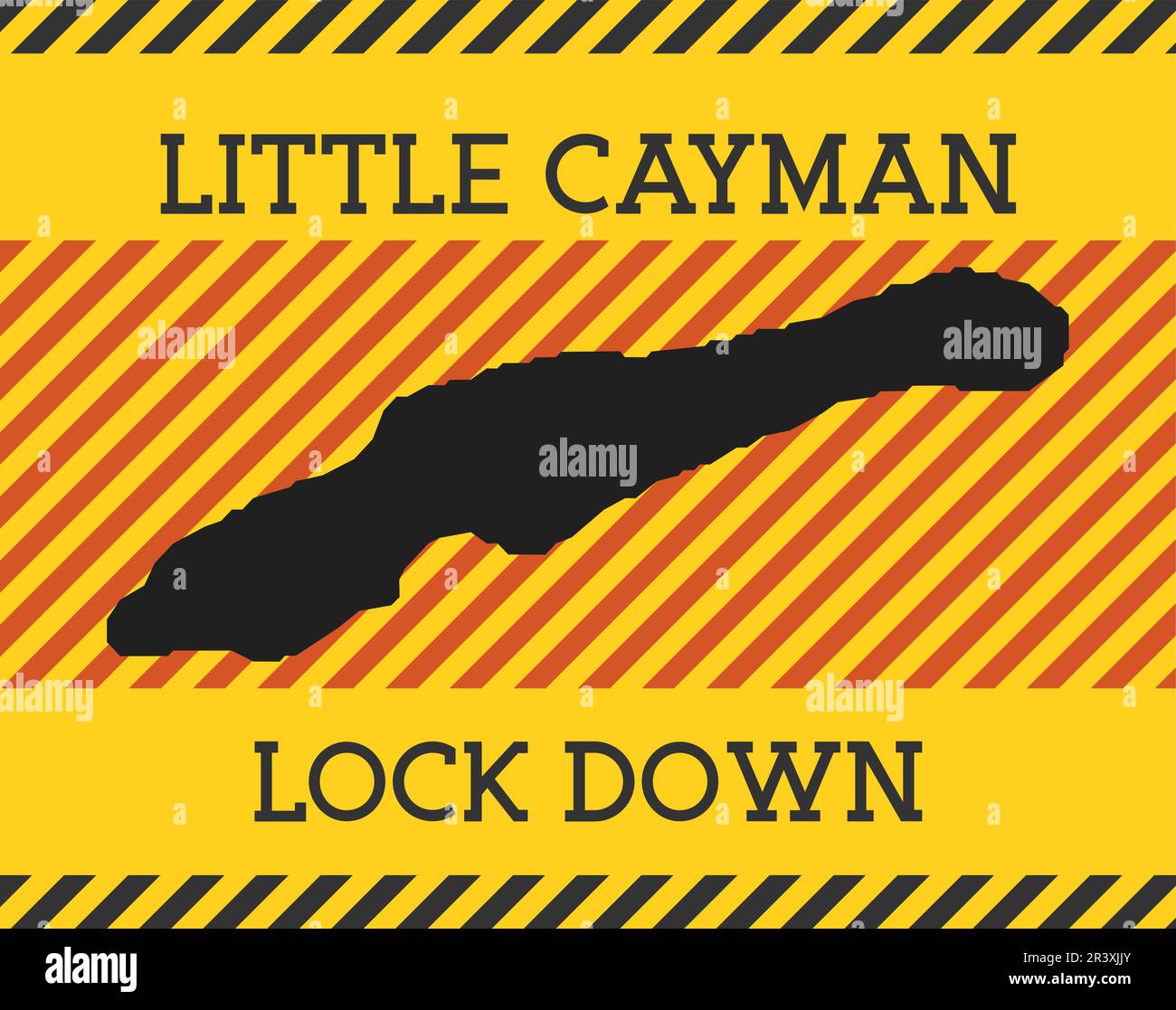 Little Cayman Lock Down Sign. Yellow island pandemic danger icon ...