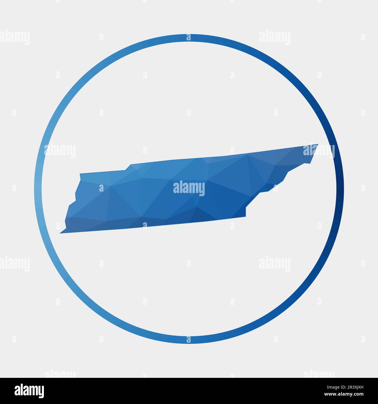 Tennessee icon. Polygonal map of the US state in gradient ring. Round ...