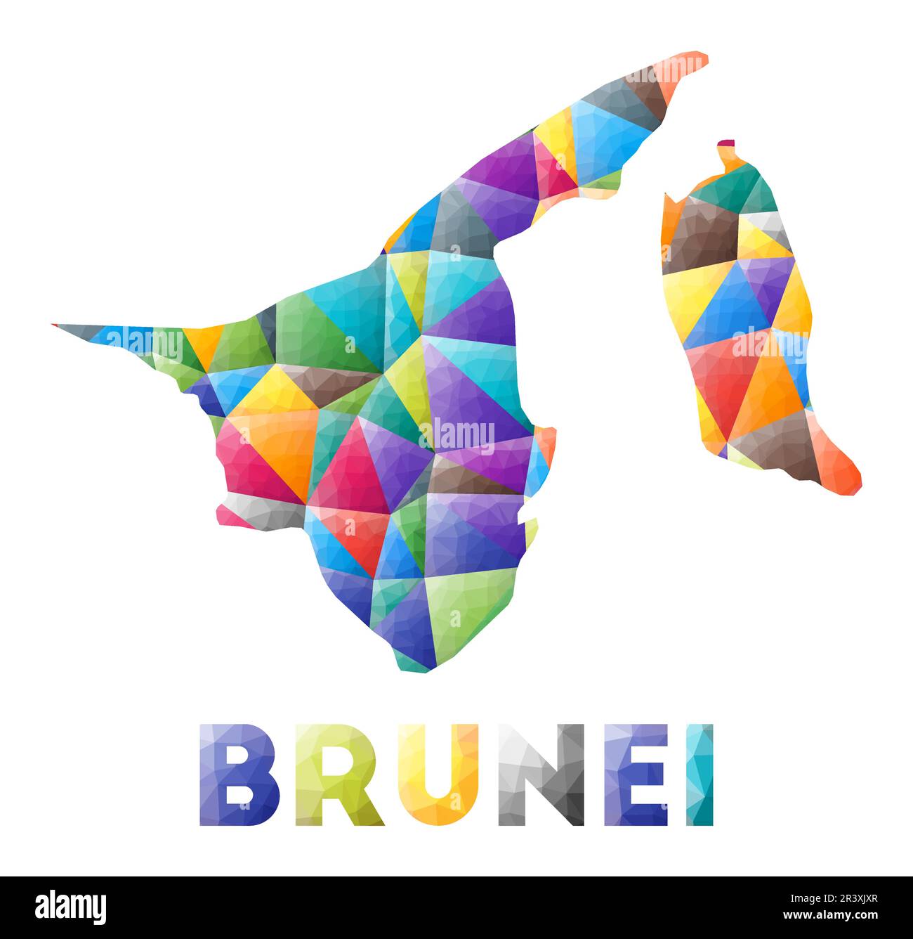 Brunei - colorful low poly country shape. Multicolor geometric ...