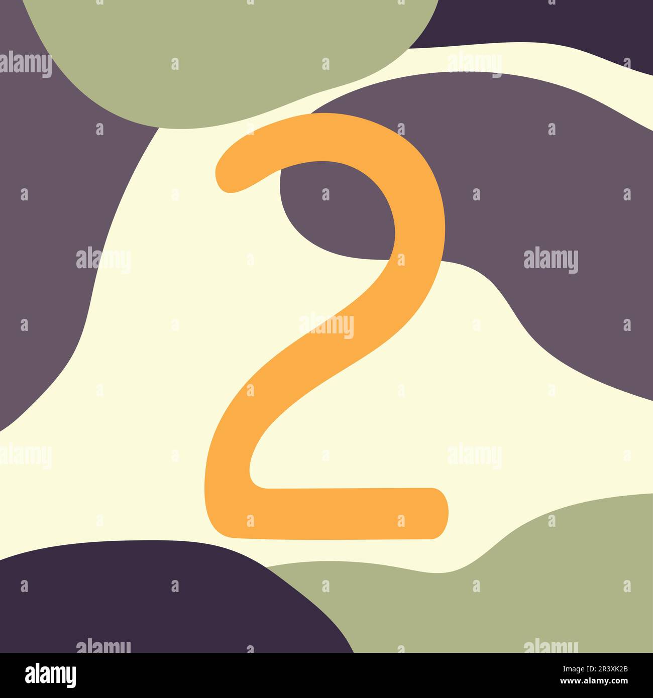 Hand drawn background with number two and abstract shapes. Vector ...