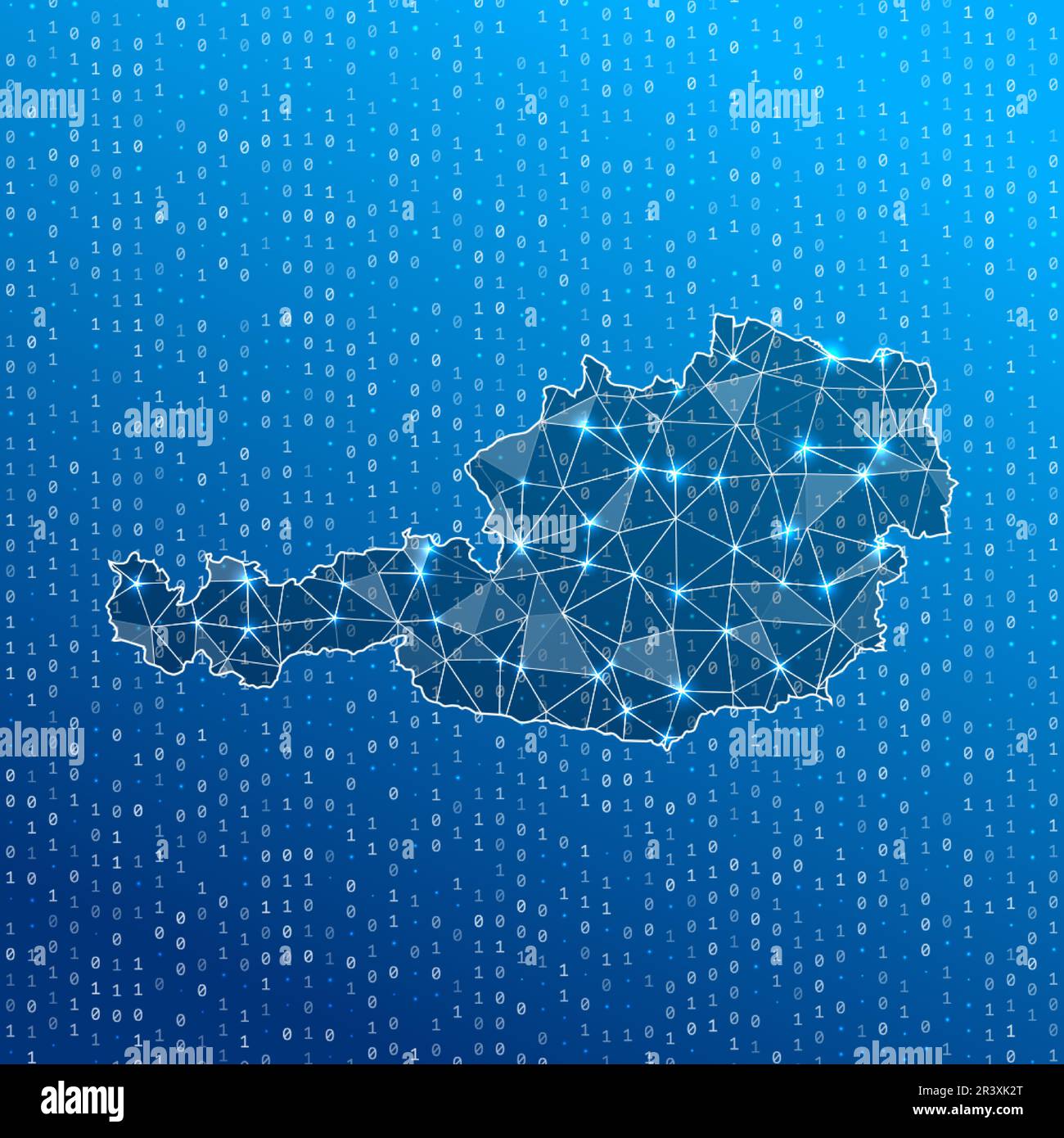 Network map of Austria. Country digital connections map. Technology ...