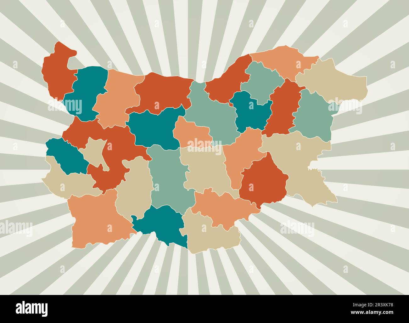 Bulgaria map. Poster with map of the country in retro color palette. Shape of Bulgaria with ...