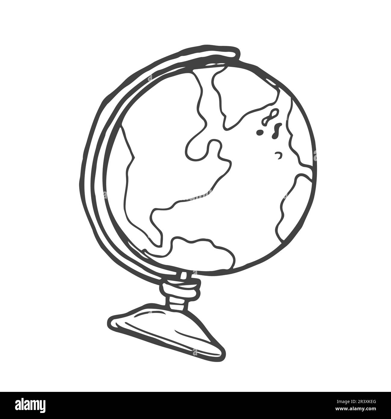 Hand Drawn globe doodle. Sketch style icon. Decoration element ...