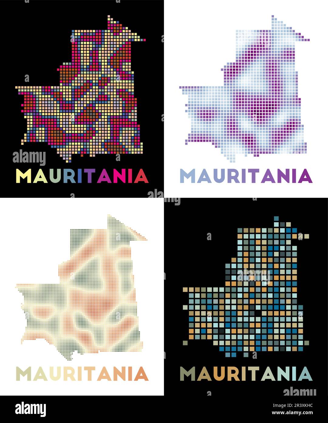 Mauritania map. Collection of map of Mauritania in dotted style ...