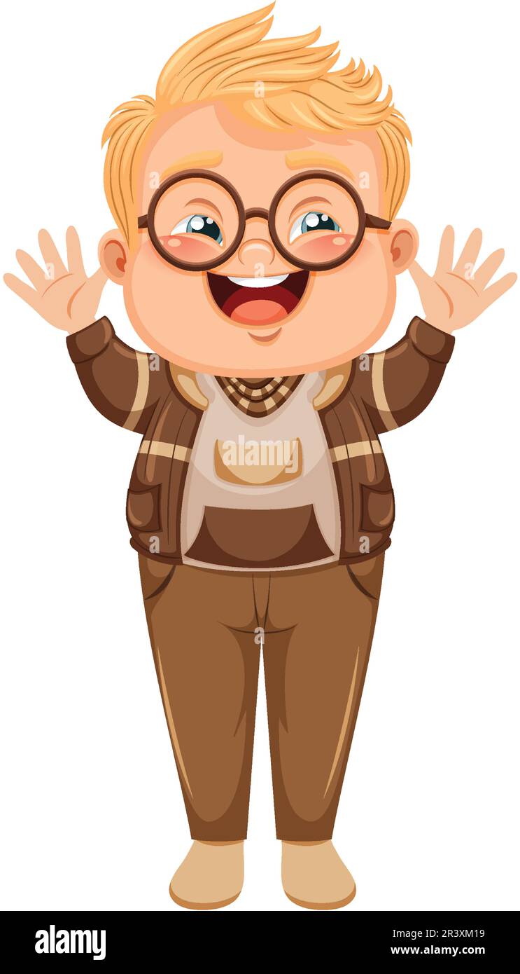 Cute nerdy boy cartoon character illustration Stock Vector Image & Art ...