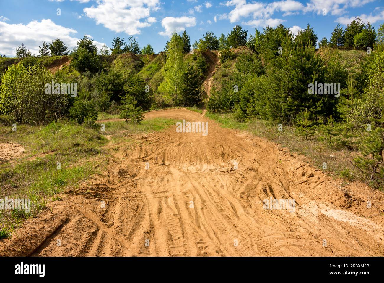Enduro motorcycle track on an old sand pit Stock Photo - Alamy
