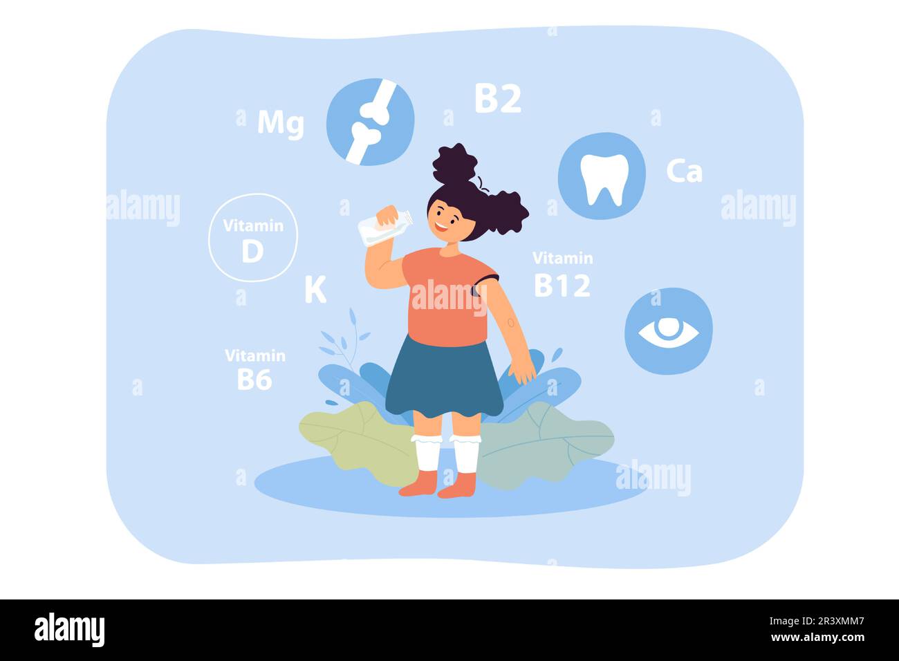Cartoon child receiving useful vitamins with breakfast Stock Vector ...