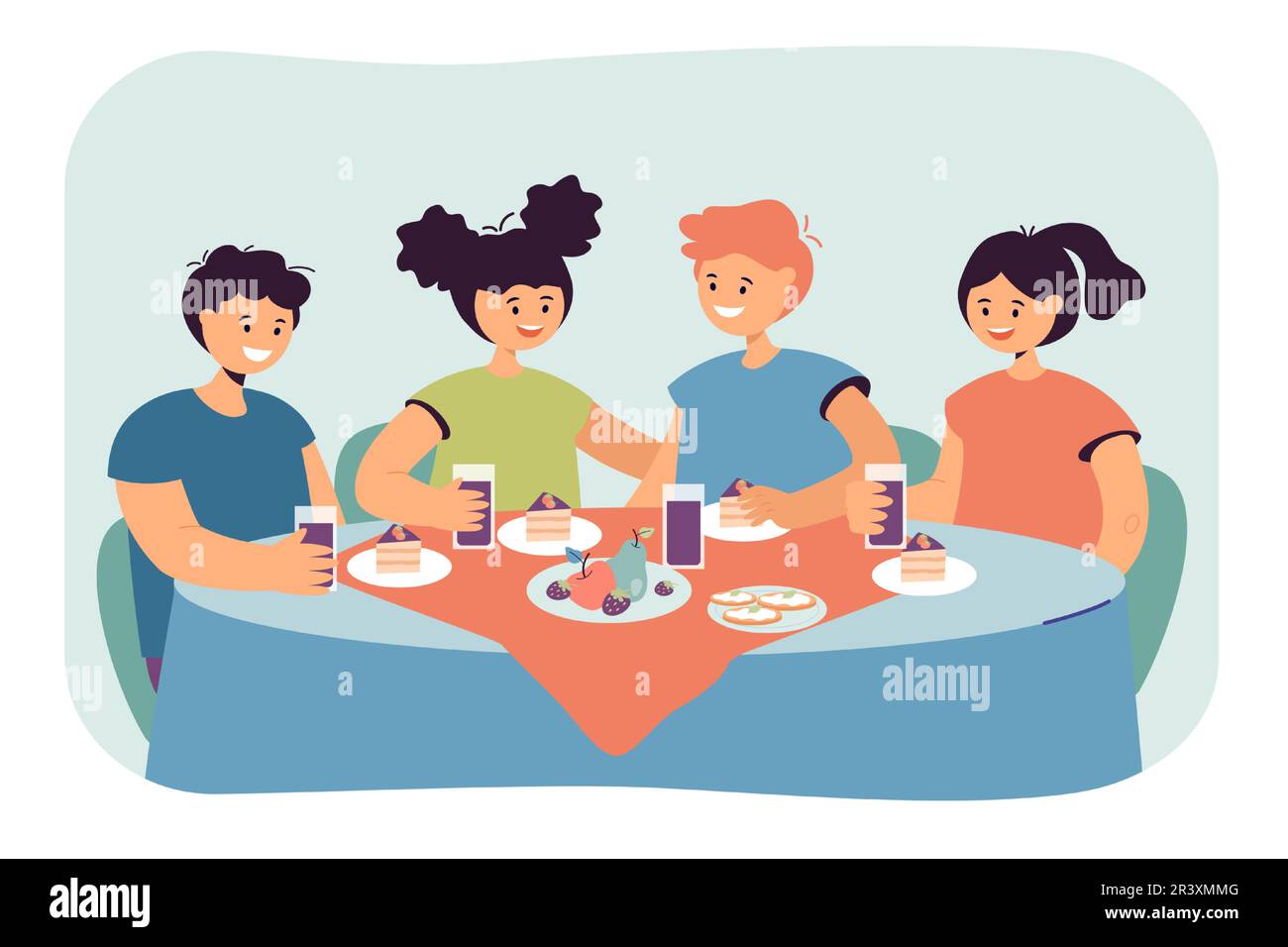 Female friends eating cafe Stock Vector Images - Alamy