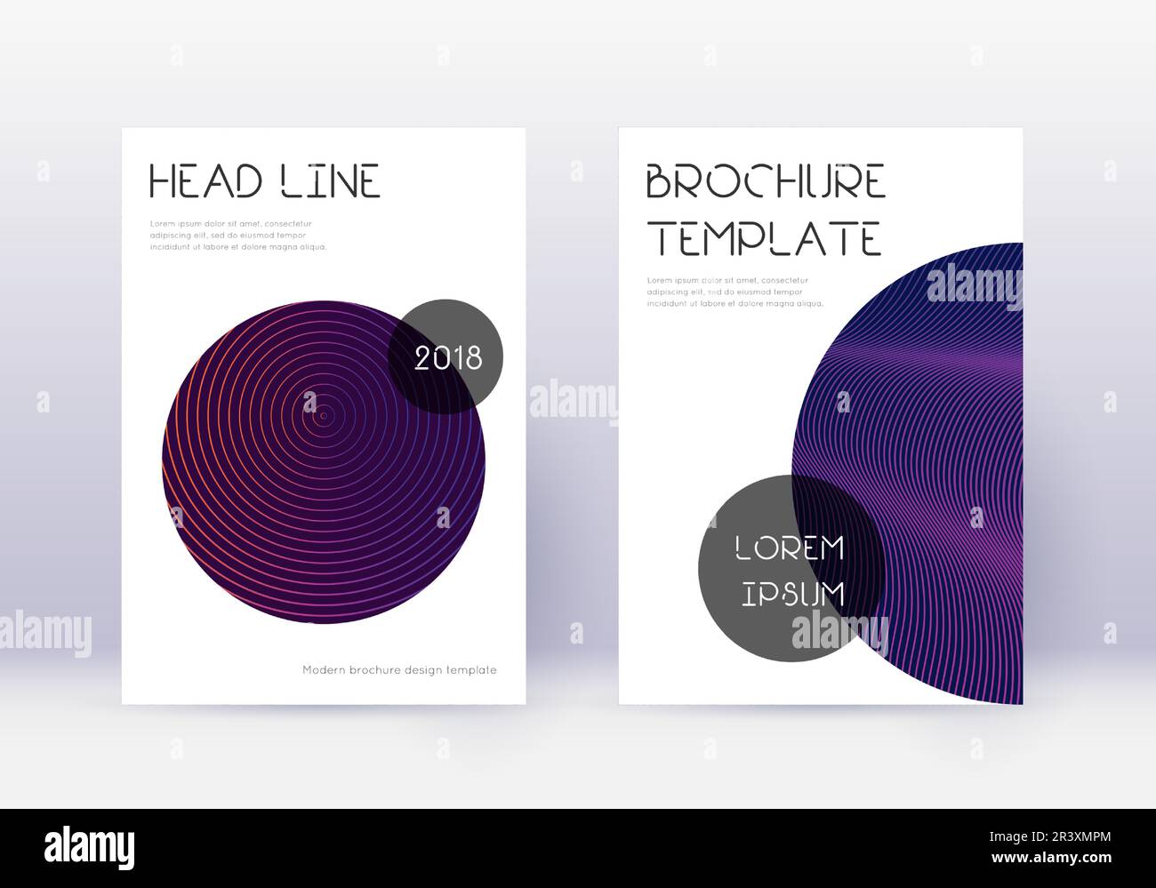 Trendy cover design template set. Violet abstract lines on dark ...