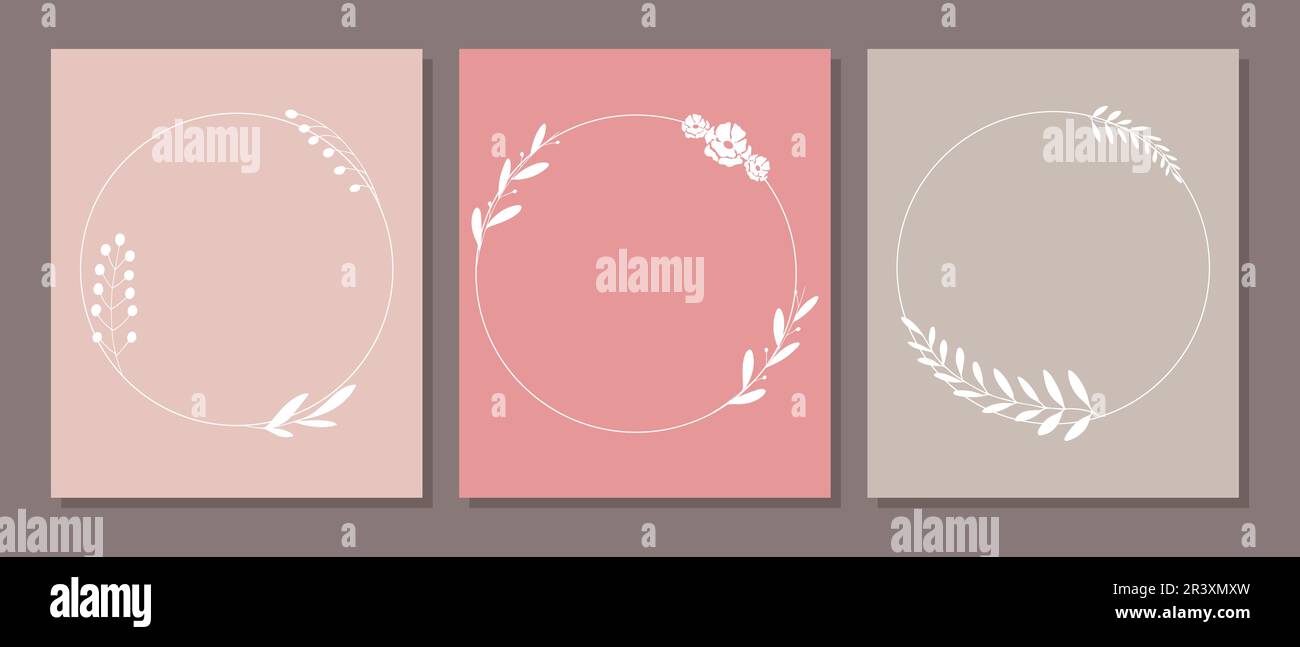 Circle frame set botanical Stock Vector Images - Alamy