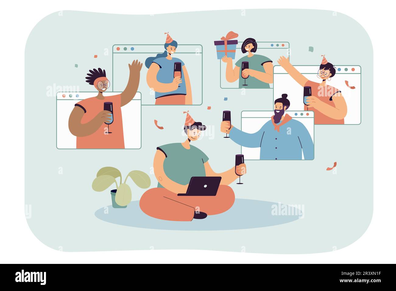 Online birthday party video Cut Out Stock Images & Pictures - Alamy