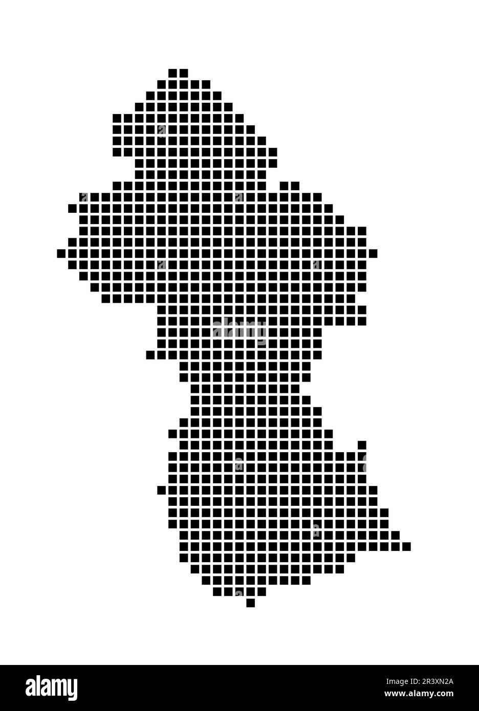 Guyana map. Map of Guyana in dotted style. Borders of the country filled with rectangles for ...