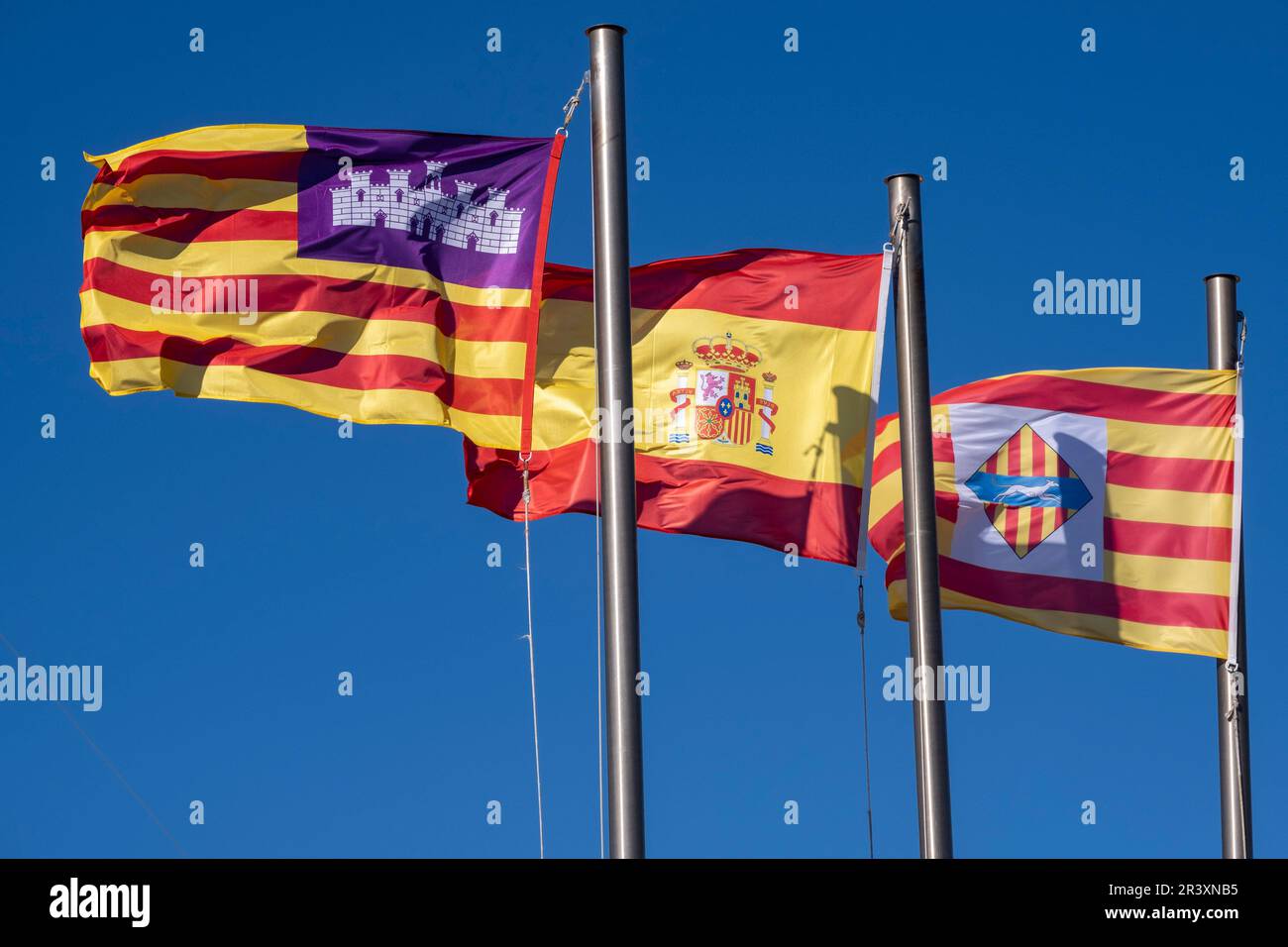 flags of the people, the community and the country, Inca, Mallorca ...