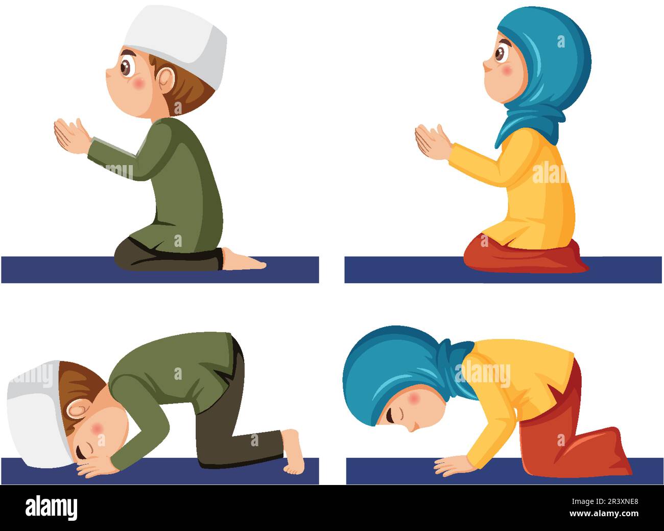 Diverse Muslim Cartoon Characters Set illustration Stock Vector Image ...