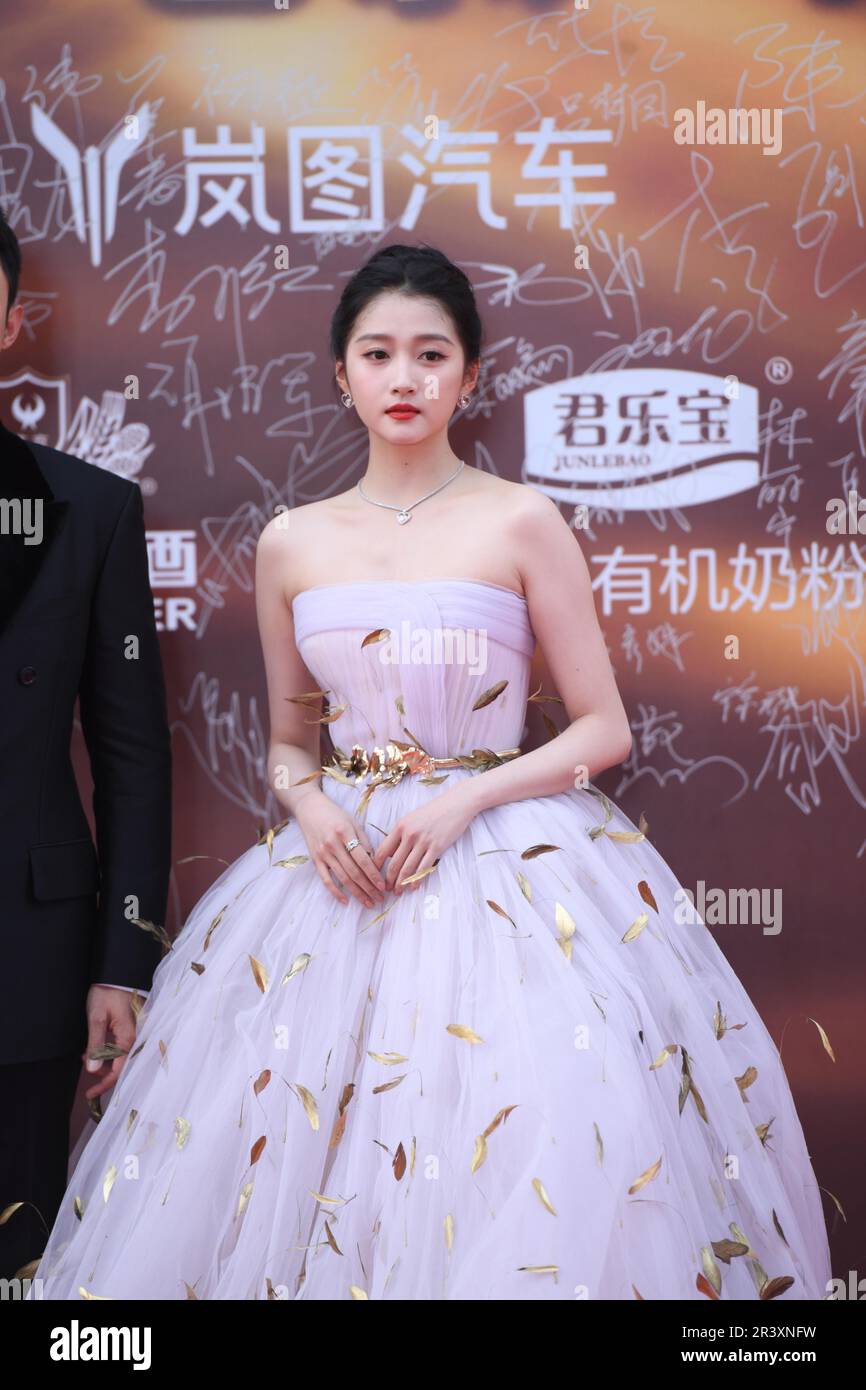 Chinese actress and singer Guan Xiaotong poses for a photo at the 18th and the 19th Huabiao Film ...