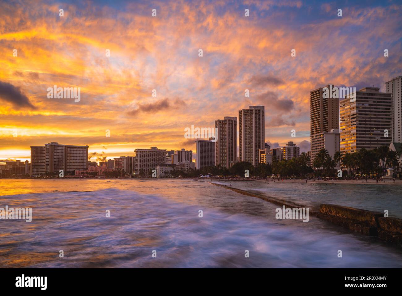 scenery of Honolulu at Waikiki beach, in Oahu island, Hawaii, US Stock ...