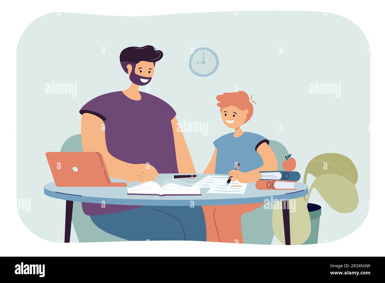 Dad helping his son doing his homework Stock Vector Image & Art - Alamy