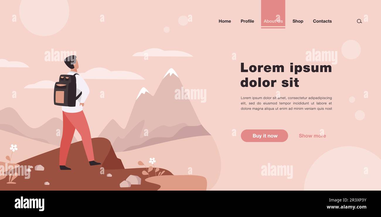 Hiker mountain top snow Stock Vector Images - Alamy