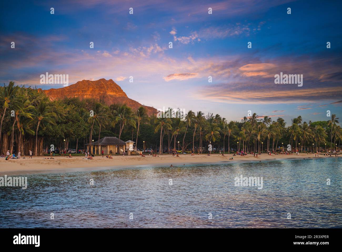 scenery of waikiki beach and diamond head mountain in Oahu island ...