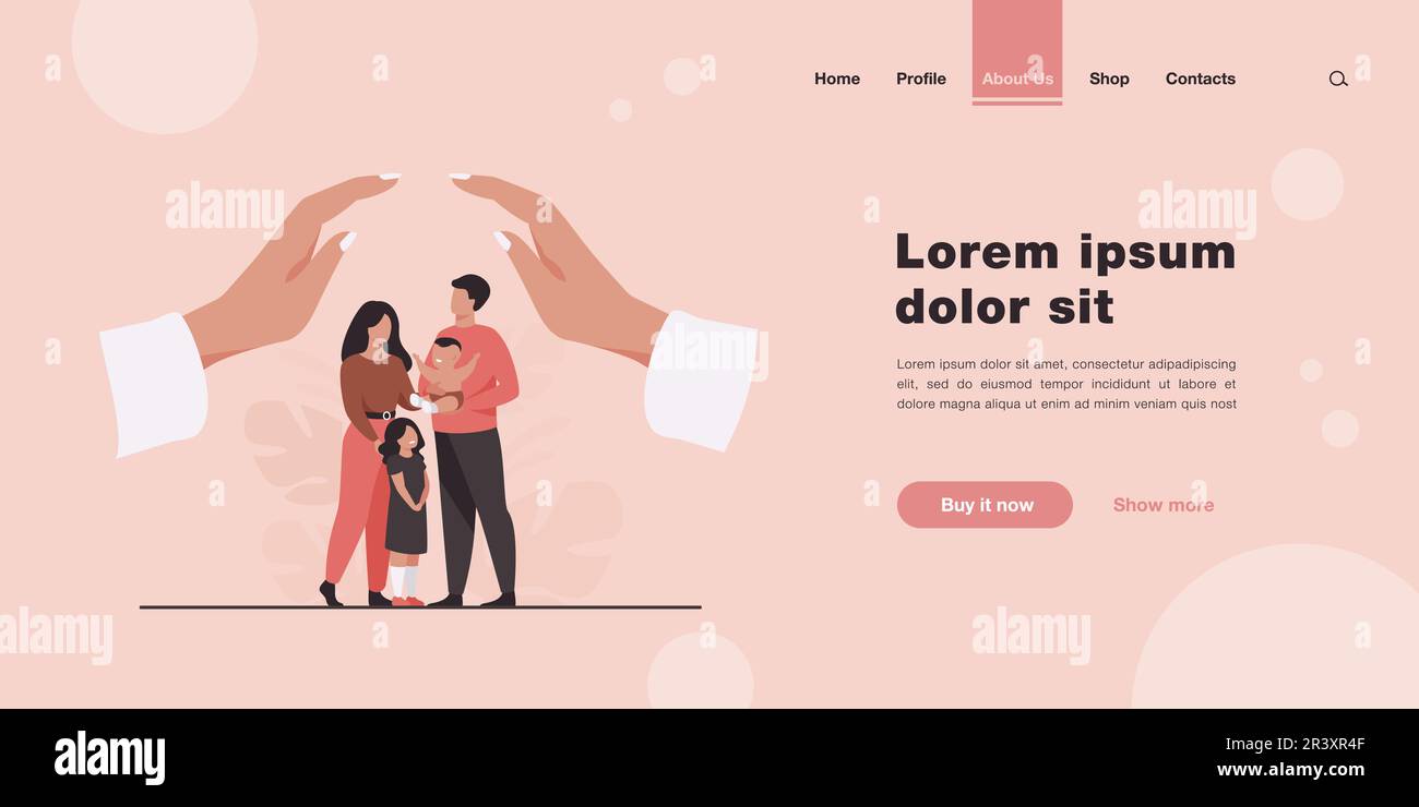 Hands protecting family with two children Stock Vector Image & Art - Alamy