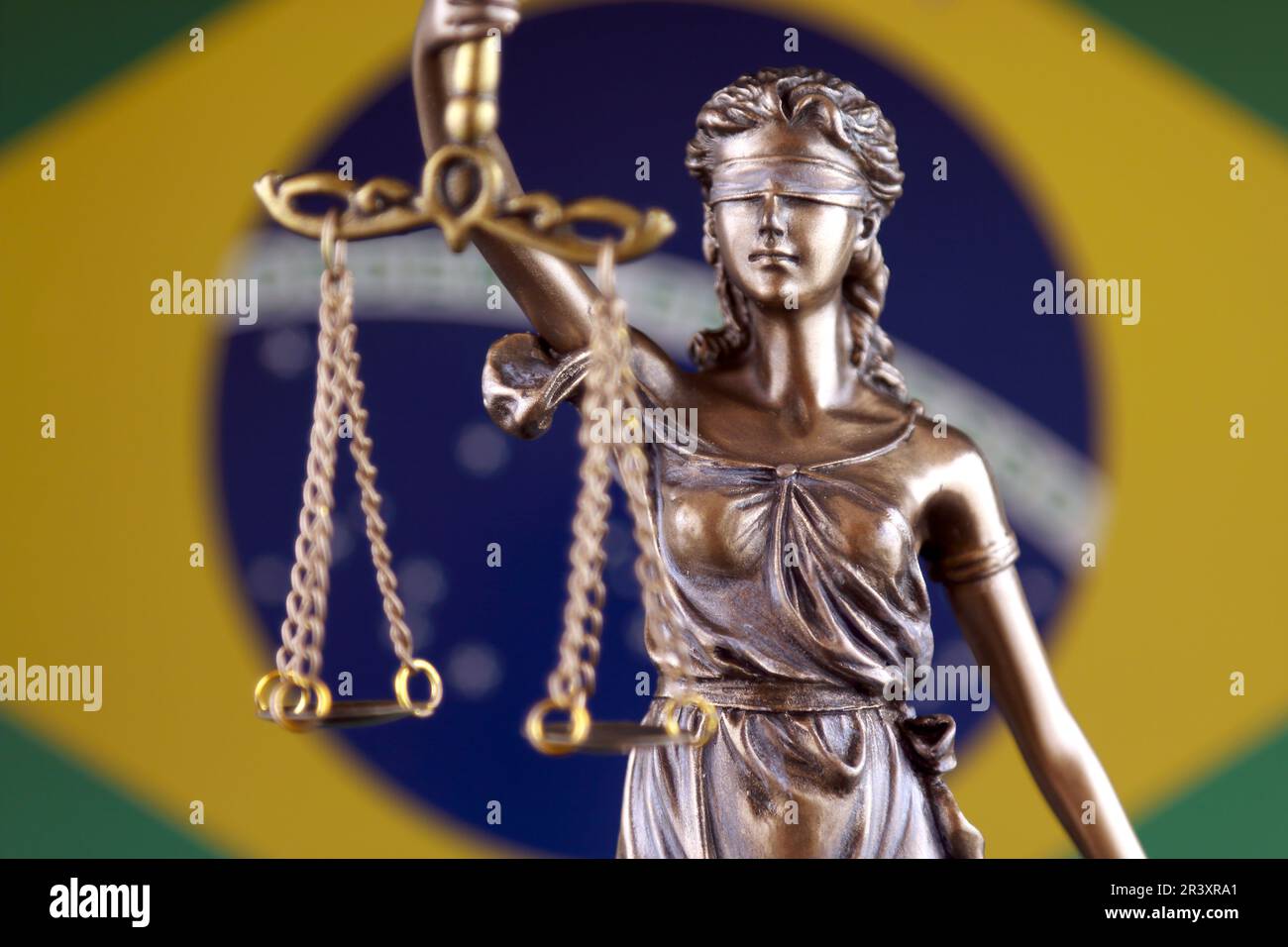 Symbol of law and justice with Brazil Flag. Close up Stock Photo - Alamy