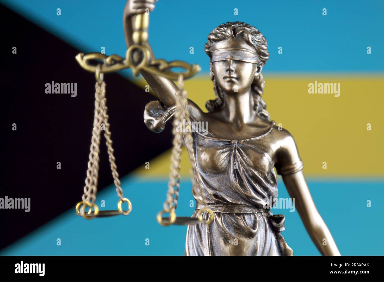 Symbol of law and justice with Bahamas Flag. Close up Stock Photo - Alamy