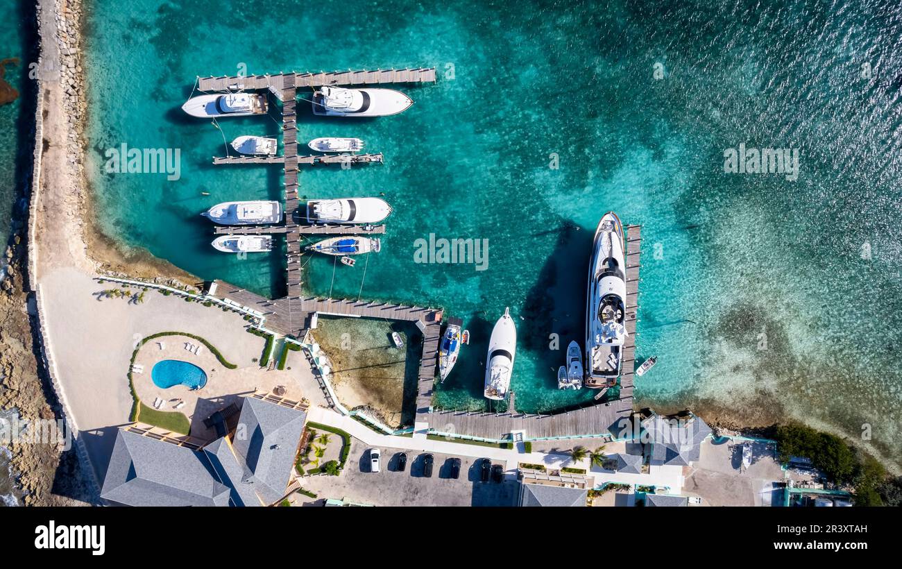 Aerial top view of the Flying Fish Marina at Long Island Stock Photo ...
