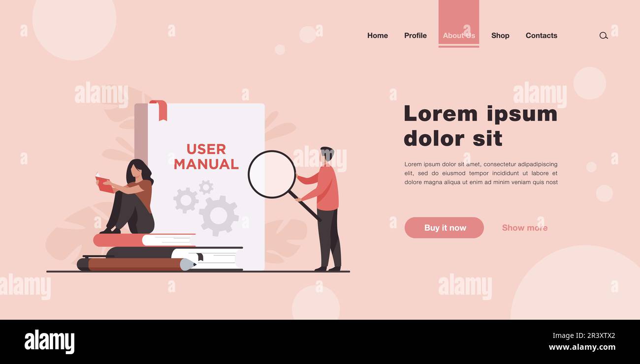 Reading instructions cartoon hi-res stock photography and images - Alamy