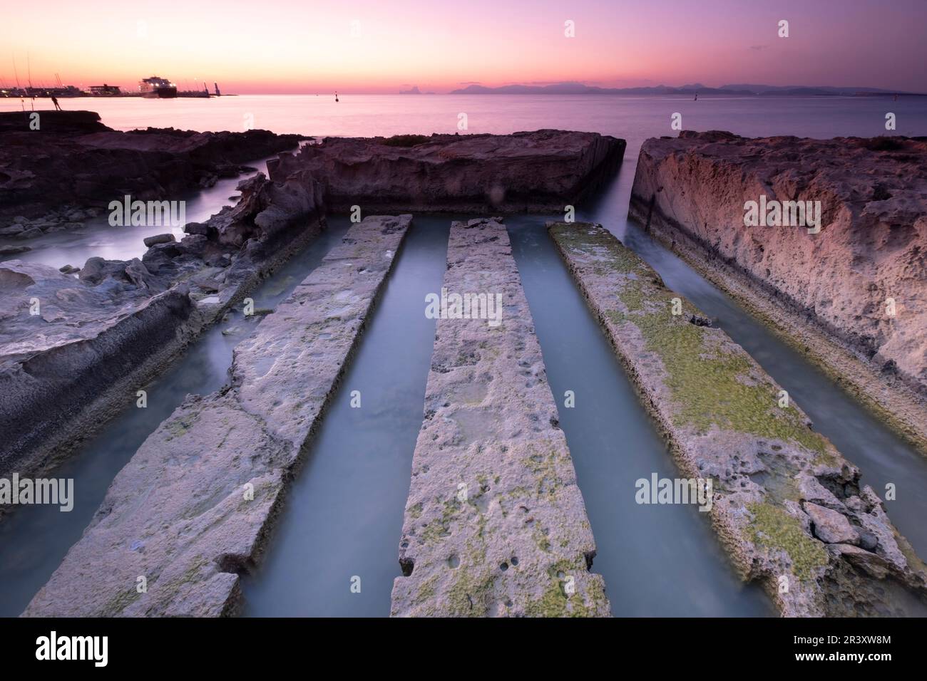 irrigation canal of the salt flats, Sa Siquia, la Savina, Formentera ...