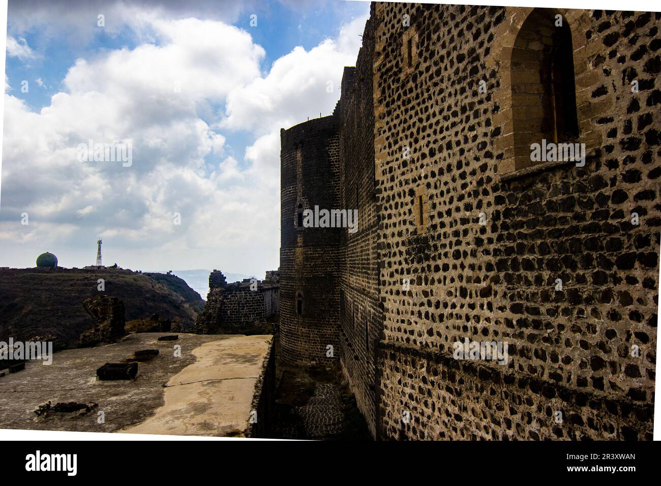 An external view of a big building inside Margat (Al-marqab) Castle in ...