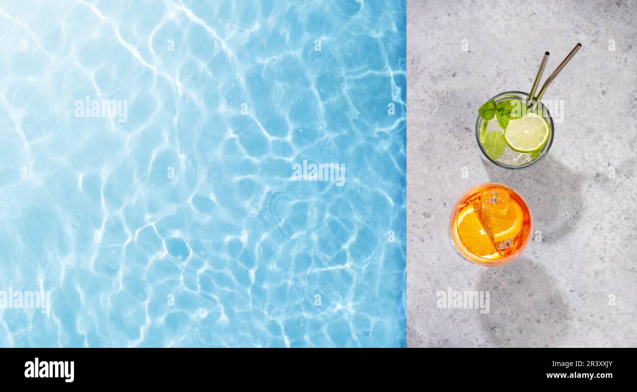 Refreshing cocktails by the pool on a sunny day, the perfect summer ...