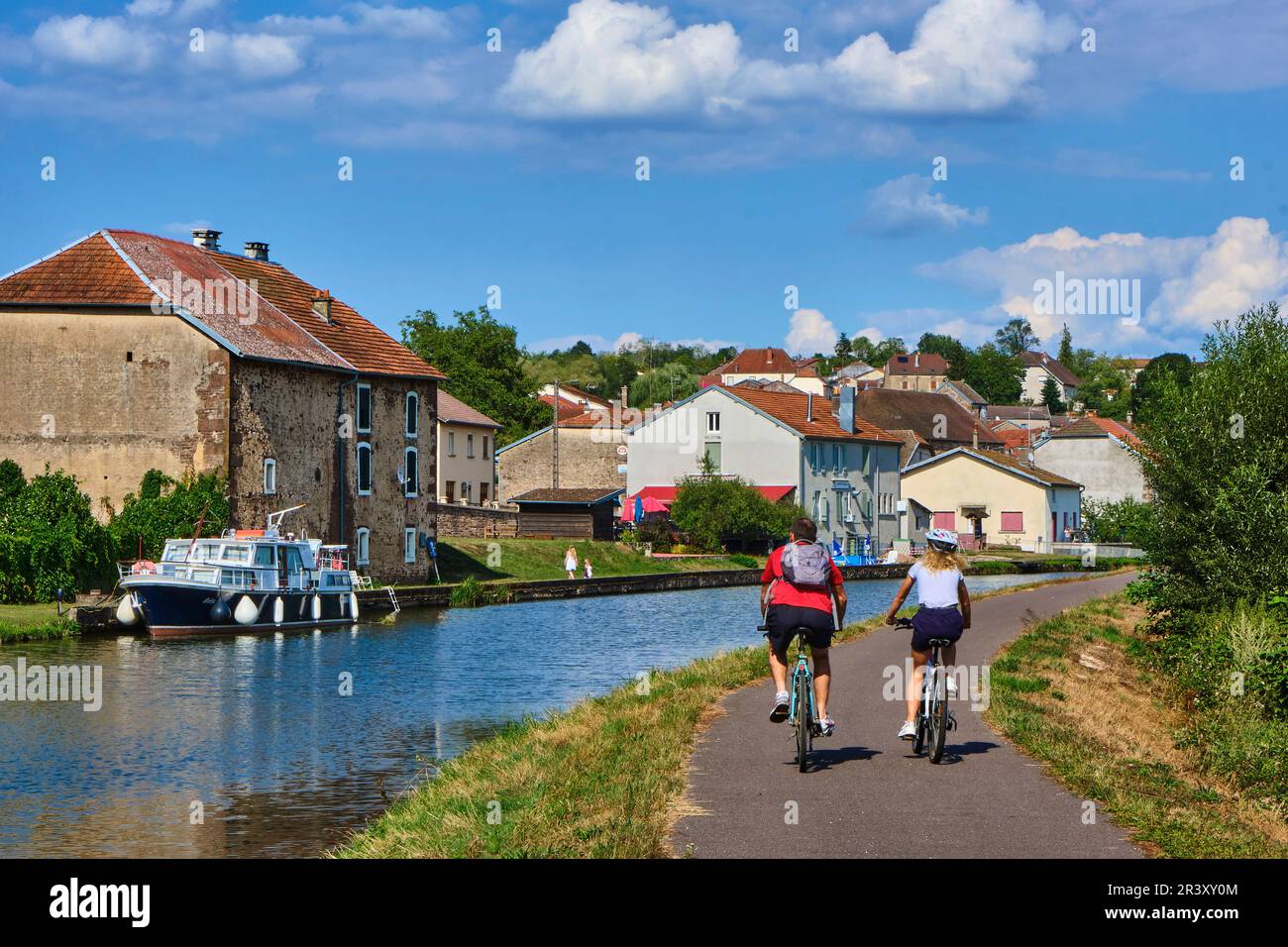 Long-distance cycling route along the Canal des Vosges in Selles (north ...
