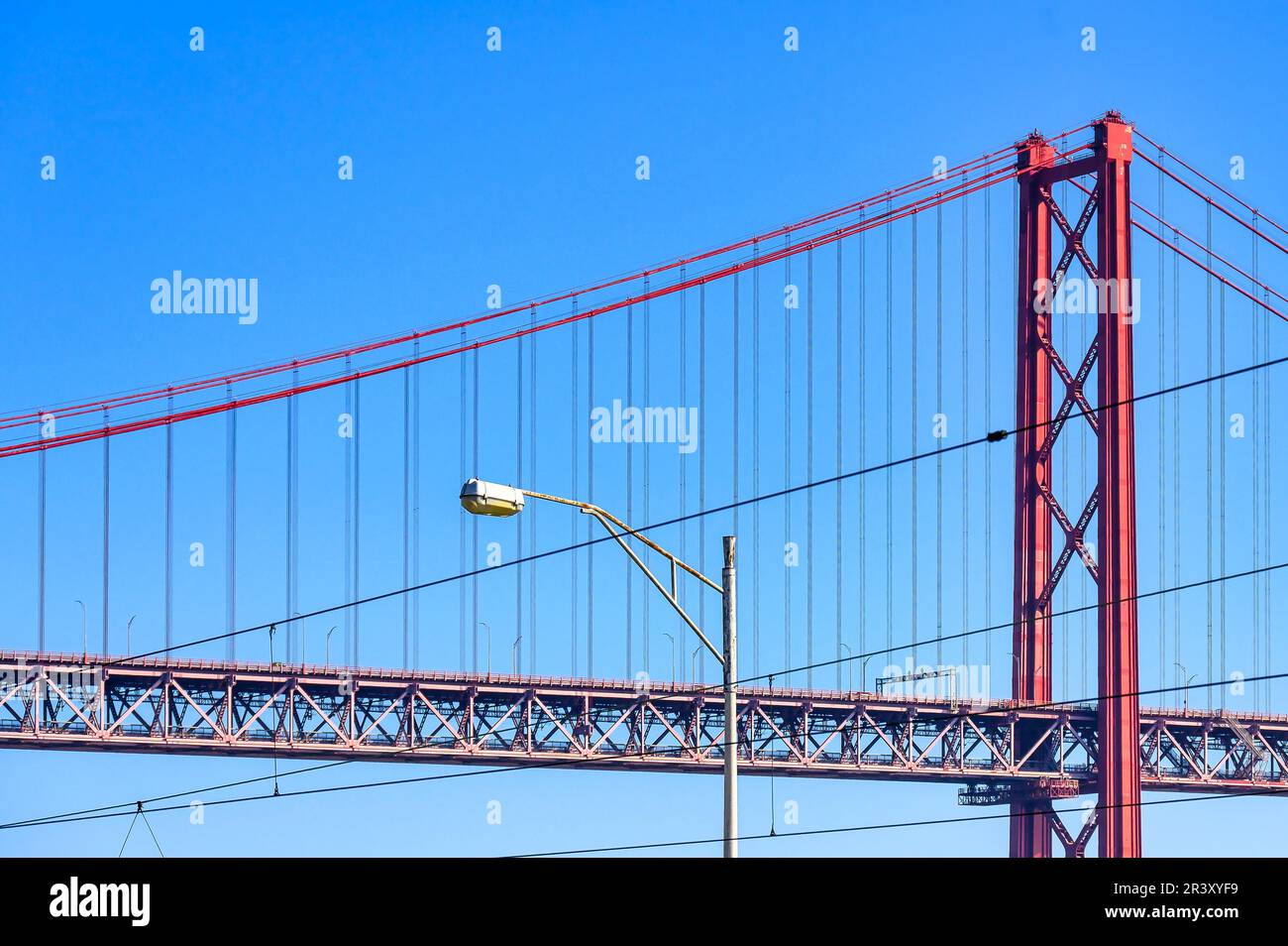 Lisbon, Portugal - January 5, 2023: Close-up to the 25 de Abril Bridge ...