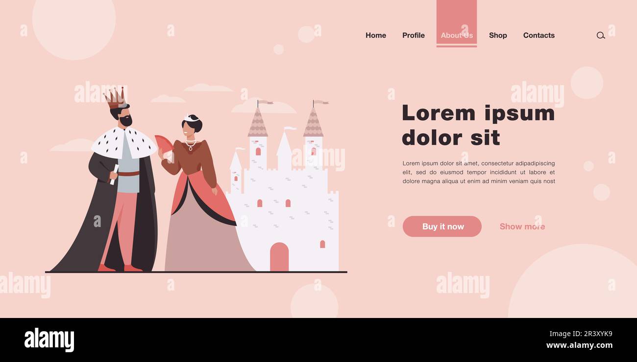 King and queen standing in front of castle Stock Vector Image & Art - Alamy