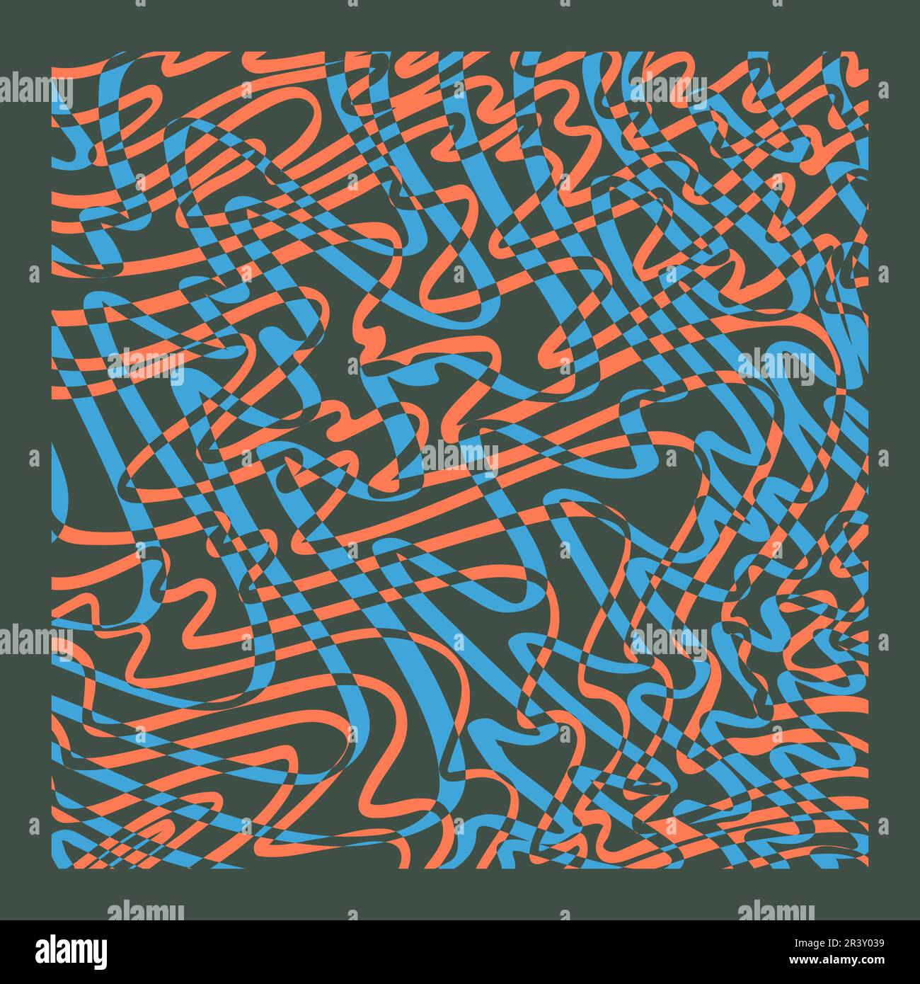 Groovy wavy square banner Abstract retro line art aesthetic 70s style ...