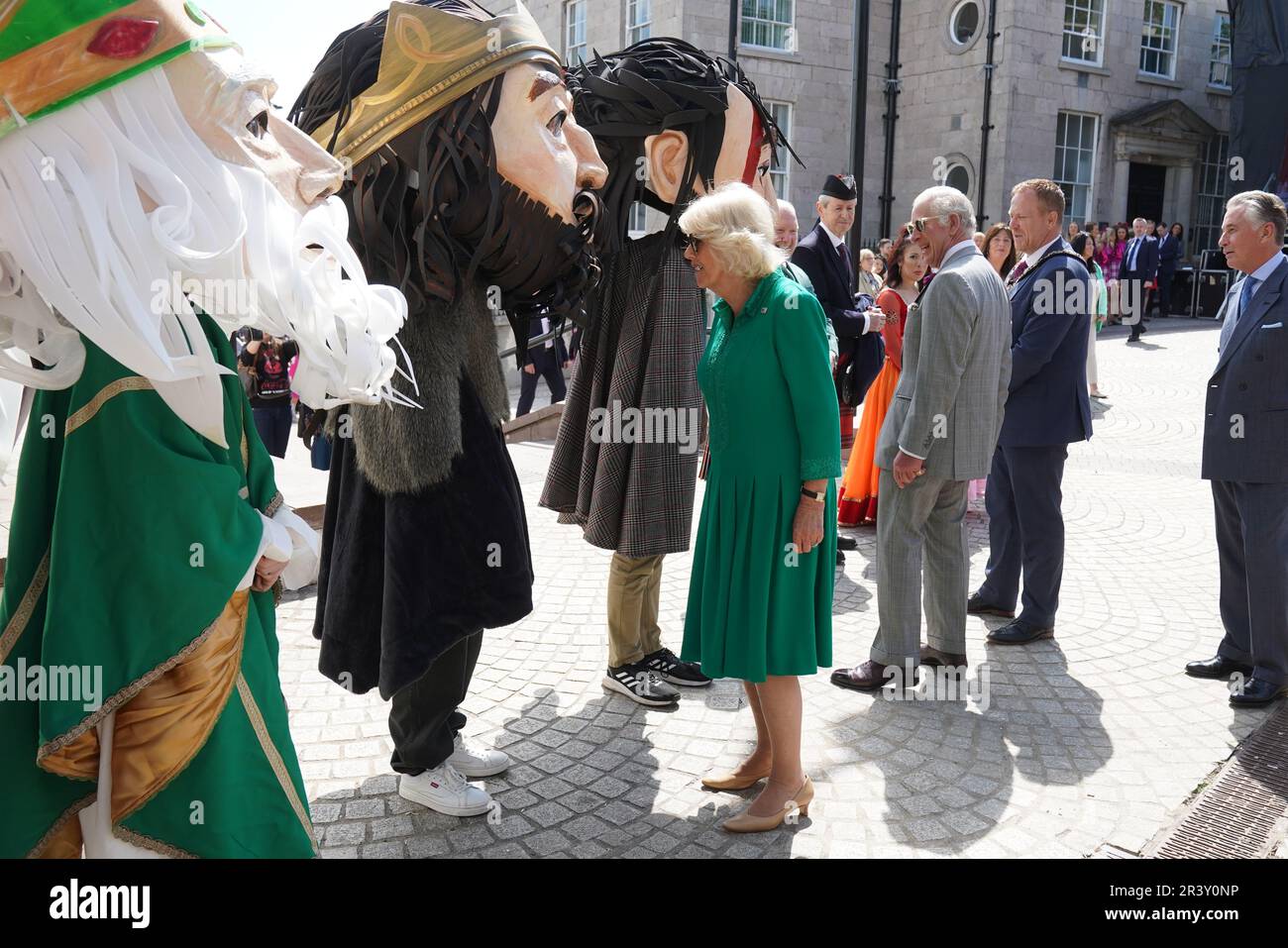 King Charles III and Queen Camilla meet characters representing ...