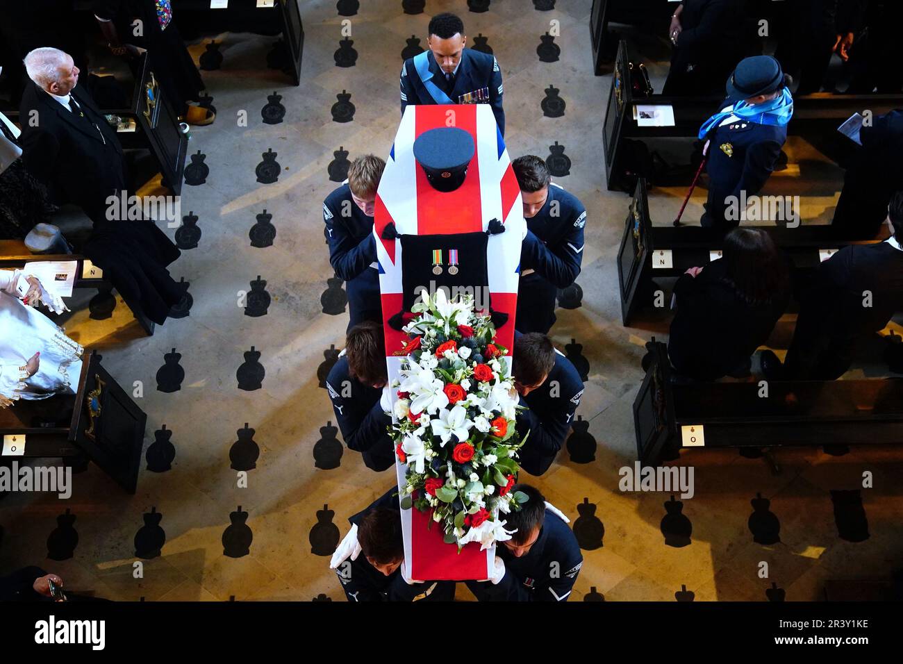 The funeral of RAF Sergeant Peter Brown at St Clement Danes Church, in ...