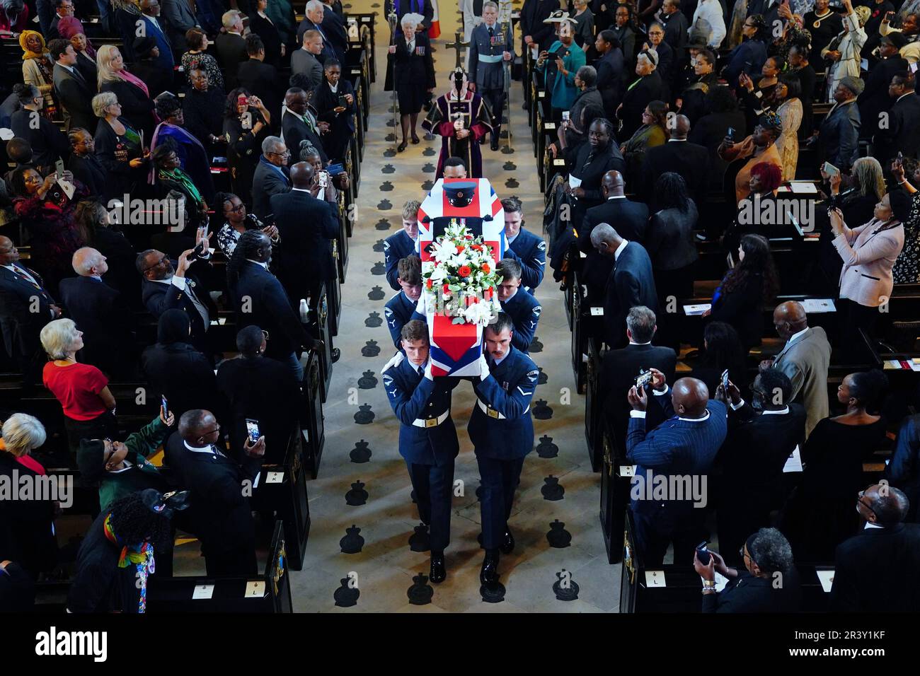 The funeral of RAF Sergeant Peter Brown at St Clement Danes Church, in ...