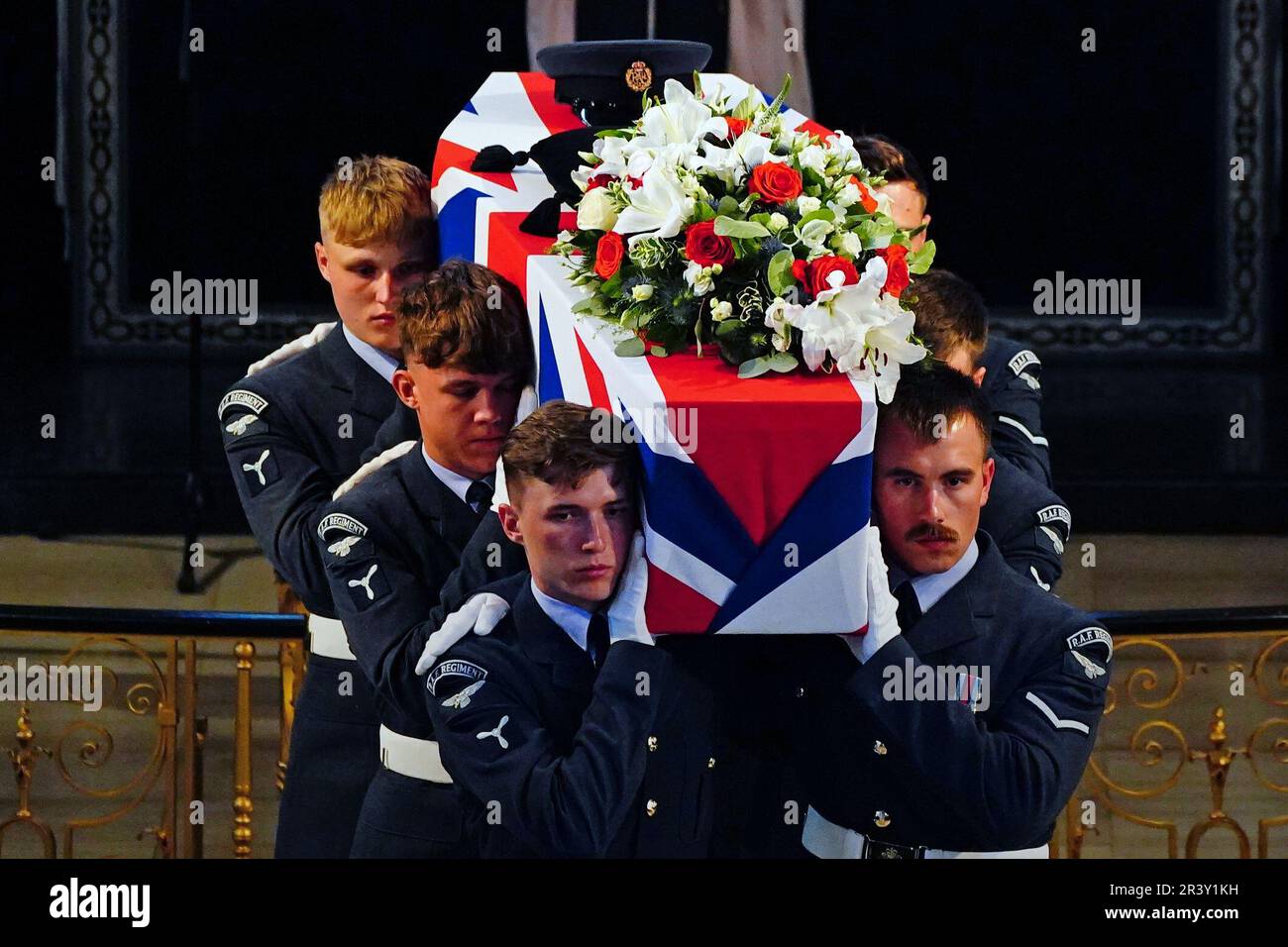 The funeral of RAF Sergeant Peter Brown at St Clement Danes Church, in ...