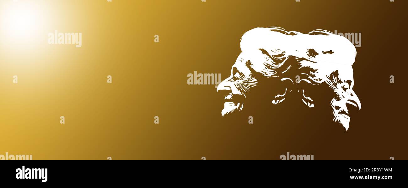 Bipolar Disorder Concept. An Old Woman, Elderly Lady, with Two ...