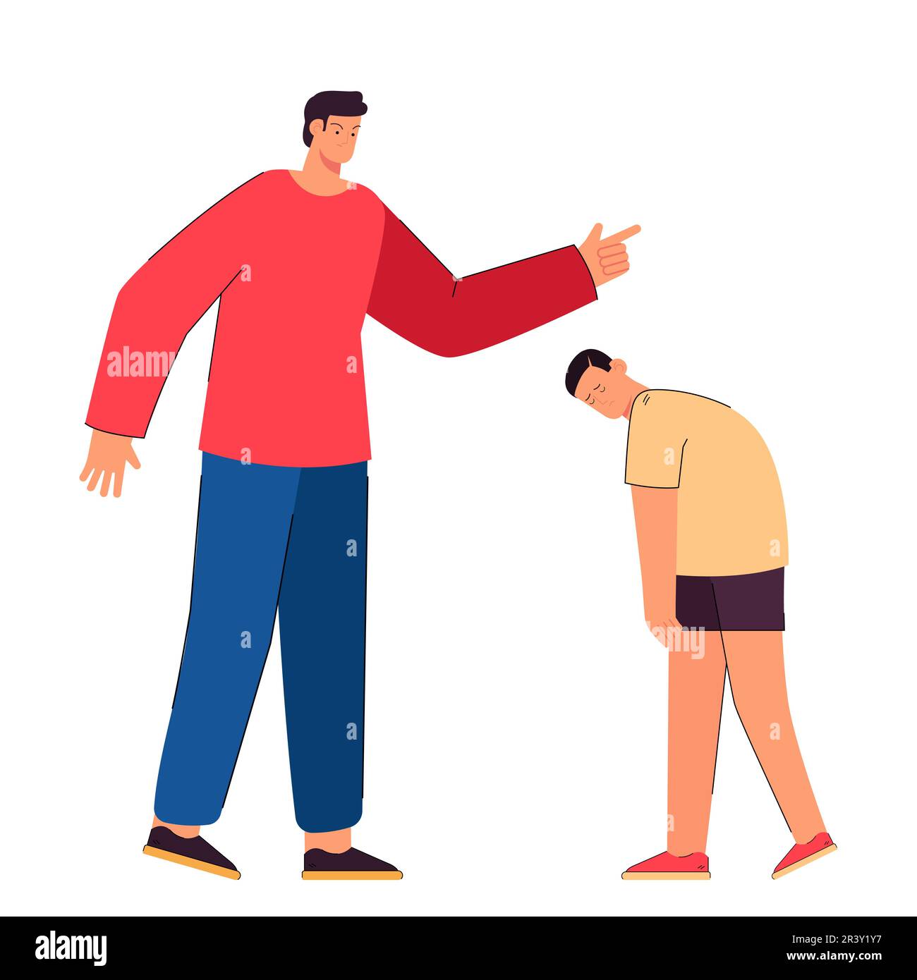 Angry dad punishing sad son flat vector illustration Stock Vector Image ...