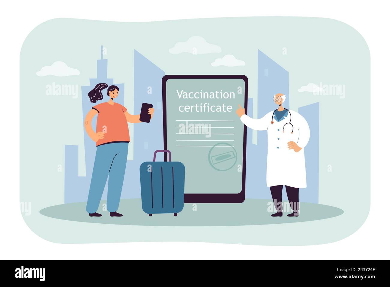 Digital vaccination certificate on tablet screen Stock Vector Image ...