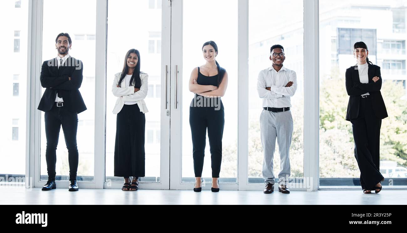 Confidence, crossed arms and portrait of business people in the office ...