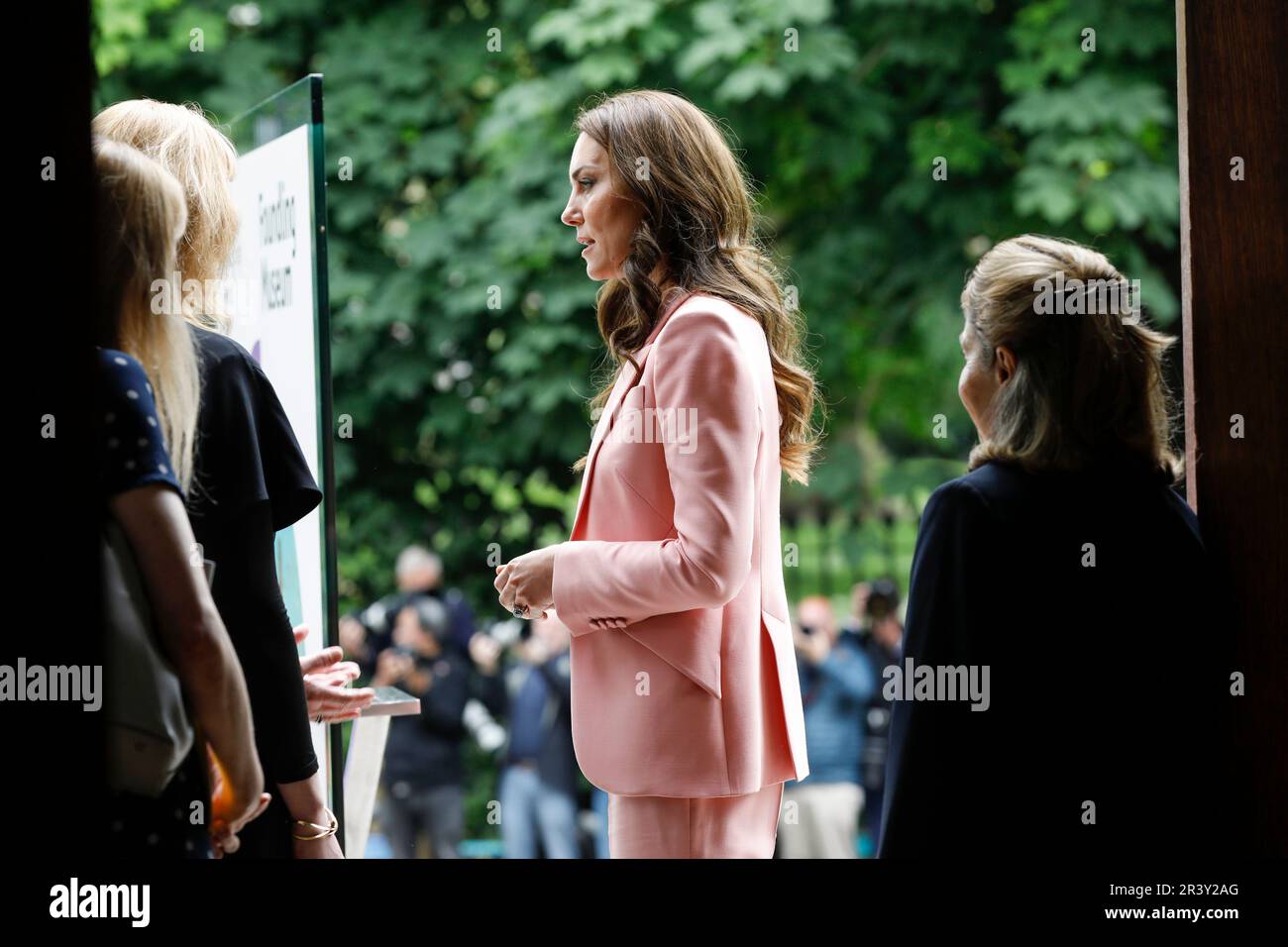 Britain's Kate, the Princess of Wales, speaks, during a visit to the ...