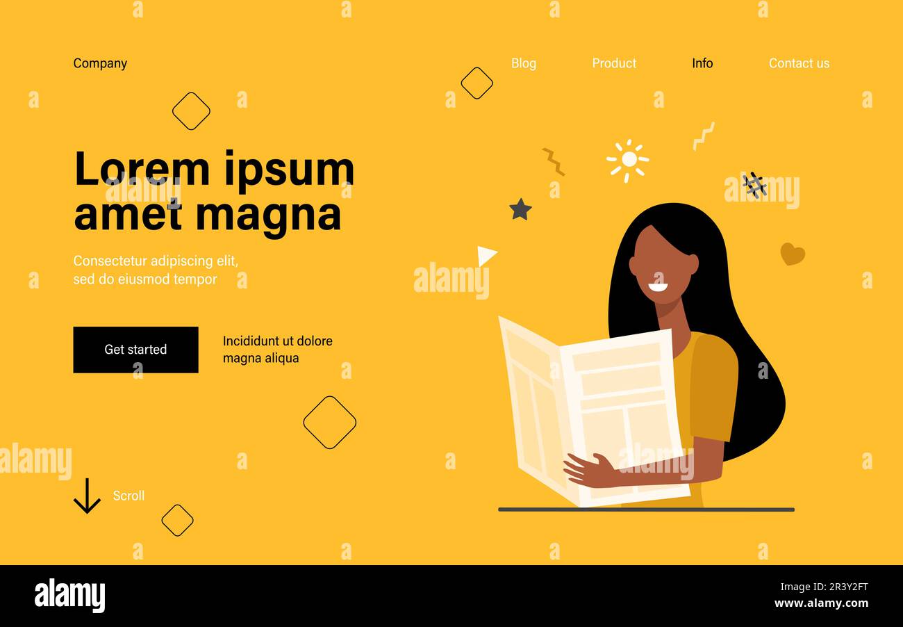 Happy African American woman reading newspaper Stock Vector Image & Art - Alamy